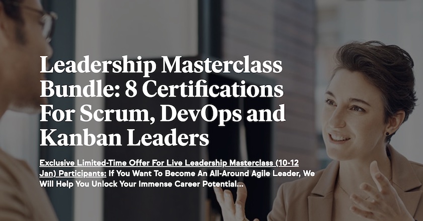 Leadership Masterclass Bundle: 8 Certifications For Scrum, DevOps and ...